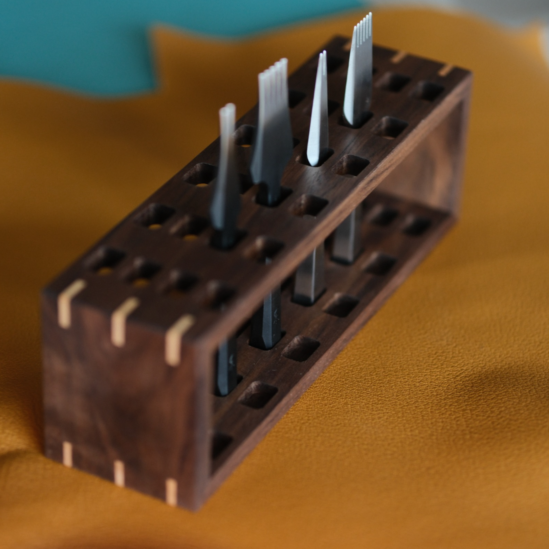 Premium Walnut 24-Hole Pricking Iron & Chisel Rack/Organizer – CÍ OFFICIAL