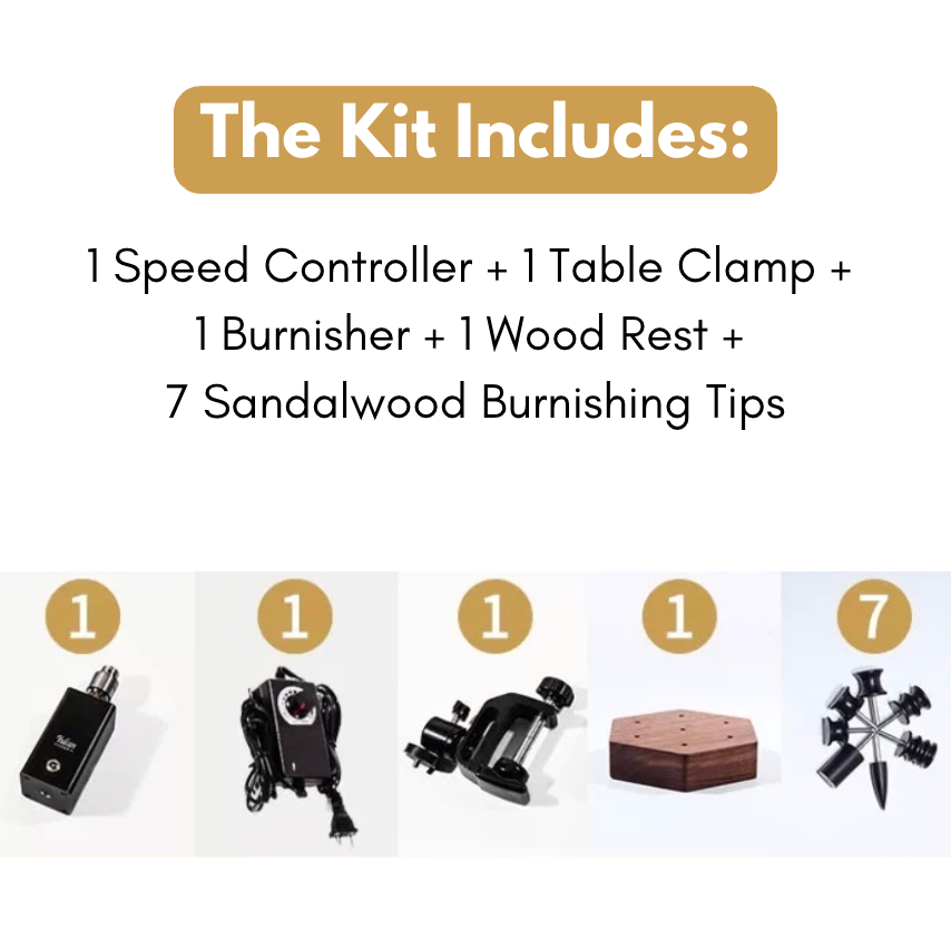 Vulcan Vegetable Tanned Leather Edge Burnisher with 7-Piece Polishing ...